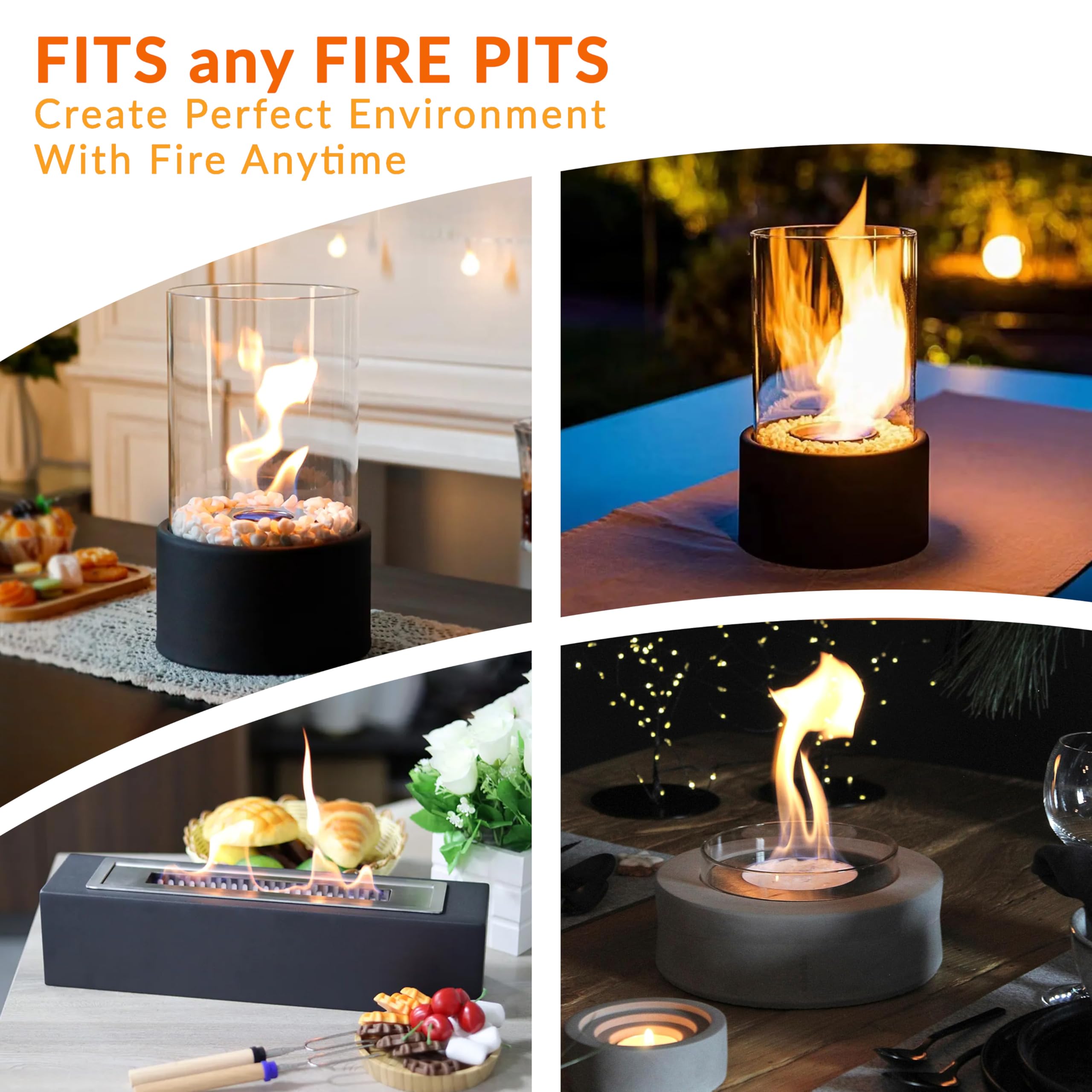 Bioethanol Fuel Tabletop Firepit (3 x 0.5Lt) for Tabletop Fireplaces, Stoves and Burners, Bioethanol Fuel for Fireplaces and Fire Pits (3 Pack 1/2 Quart)