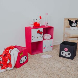 Sanrio Hello Kitty and Friends 11-Inch Fabric Storage Bins, Set of 4 | Cube Organizers For Cabinet, Closet