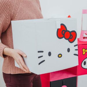 Sanrio Hello Kitty and Friends 11-Inch Fabric Storage Bins, Set of 4 | Cube Organizers For Cabinet, Closet