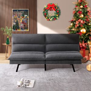 amicliber futon sofa bed, memory foam futon armless sleeper sofa loveseat convertible couch bed for small compact living spaces,apartment,dark black