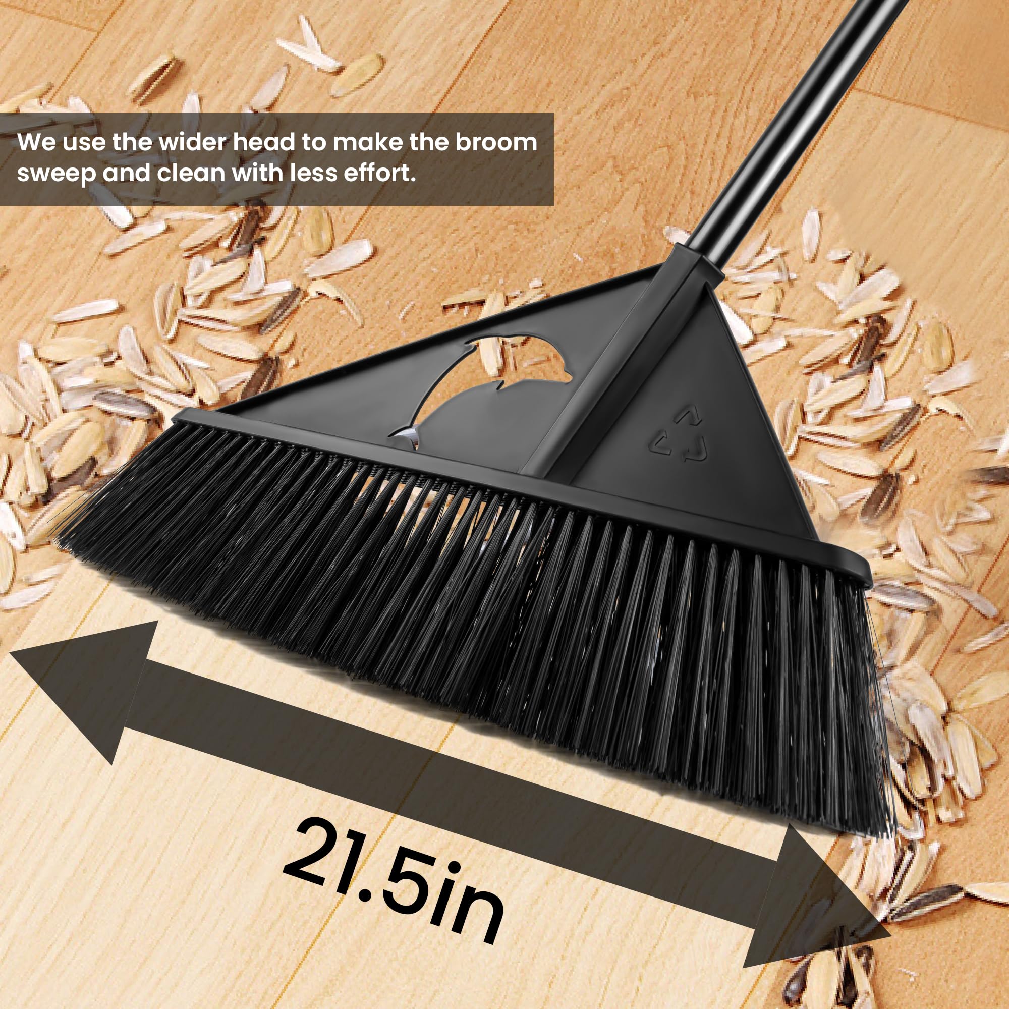 Silkyhose Heavy Duty Broom, Outdoor Broom with 51" Long Handle&Thicken Stiff Bristle, Street Sanitation Broom for Sweeping Weeds,Leaves Household Broom Cleaning Indoor Kitchen