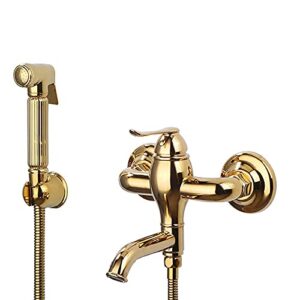 nbaayik wall mounted bathroom toilet bidet mixer spray kit golden single handle sprayer toilet bidet shower head bathroom shower bidet taps spray toilet cleaning faucet-b