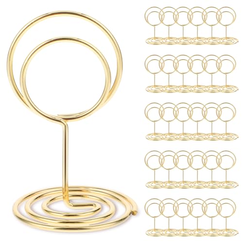 Prasacco 30 Pcs Table Number Holders, 2 Inch Place Card Holders Wire Picture Holders for Tables Small Table Card Holders Card Stands Name Menu Clips for Wedding Birthday Party Graduation Reception