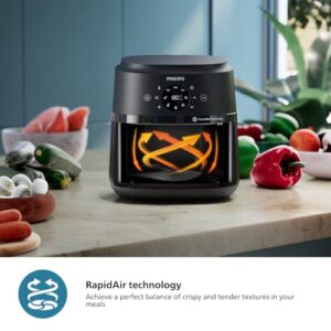 Philips Air Fryer 2000 Series 13-in-1 functions, 6.6 Quarts, Compact Design with Cooking Window, Black, (NA230/00)