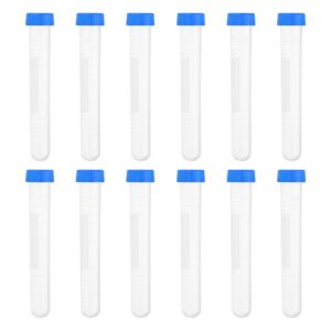 patikil 15ml plastic centrifuge tubes, 20 pcs round bottom centrifuge tube with blue screw caps and graduated marks writing area for laboratory liquid