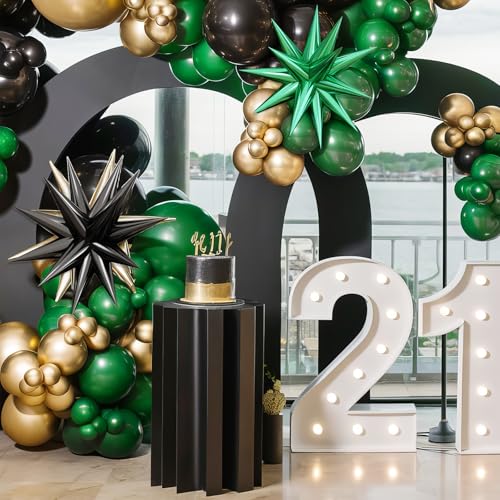 Green Black Balloon Arch Kit,Balloon Garland with Black Green Star Foil Balloons Metallic Gold Balloons for Birthday Anniversary Graduation Wedding New Year Party Decoration