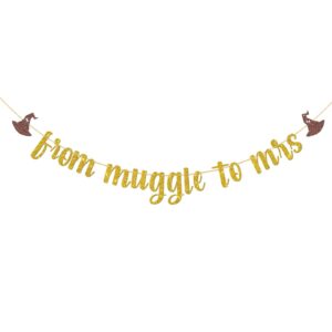 dalaber from muggle to mrs banner, wizard bridal shower decoration wizard wedding engagement bachelorette party supplies,gold glitter