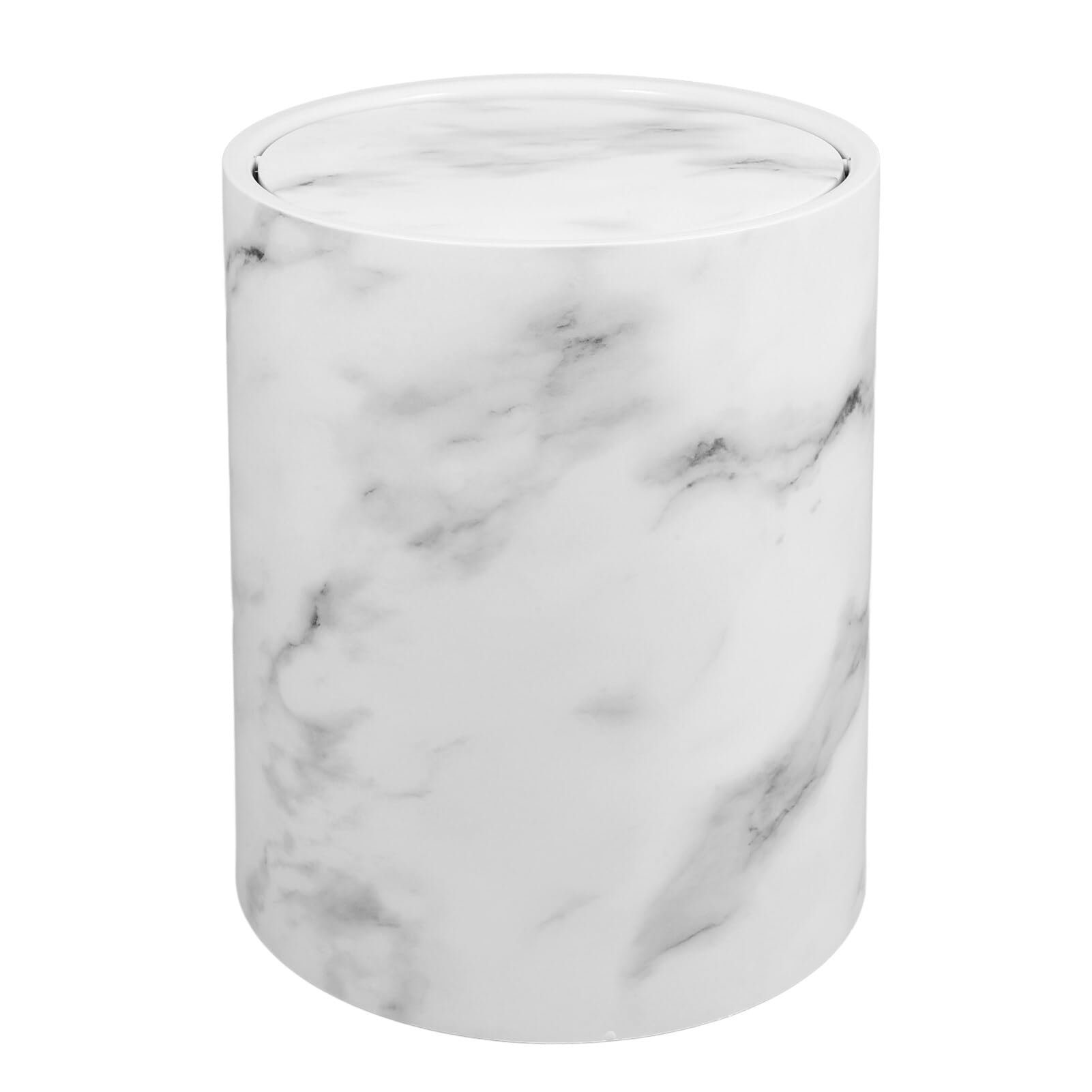 ABOOFAN Shake Lid Trash Can Marble Wastebasket Marble Design Trash Can Rubbish Can Waste Container Litter Trash Can Countertop Garbage Can Desktop Trash Can Swing Lid Trash Bucket Pp White