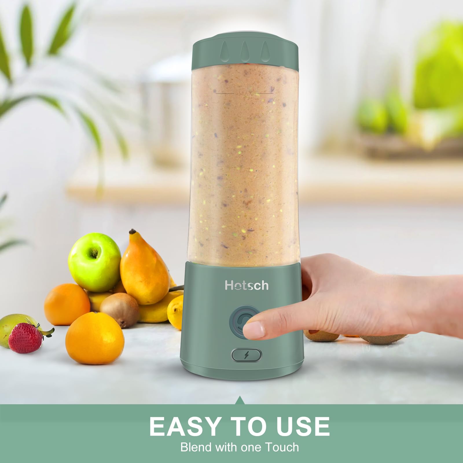 Hotsch Personal Blender for Shakes and Smoothies, Portable USB Rechargeable Blender with Six Stainless Steel Blade, Juicer Cup for Sports, Travel, Camping, Mask Making