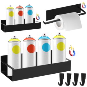 evelomo 4 pcs magnetic aerosol spray can holder with paper towel holder, magnet toolbox bottle holder, wall mounted spray bottle rack for garage home workspace