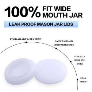 Wide Mouth Mason Jar Lids - Large Mouth Canning Lids Fit for All Wide Mouth Mason Jars,Food Grade Silicone Mason Jar Caps,Dishwasher Safe,Leak Proof Reusable Jar