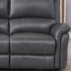 Hydeline Erindale Zero Gravity Power Reclining Top Grain Leather Loveseat, Quartz Gray, Memory Foam, Pocket Coils and Control Panel