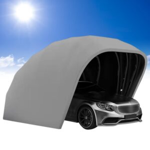 generic stainless steel grey carport, foldable retractable car awning, semi-automatic durable shelter, mobile folding garage, gray