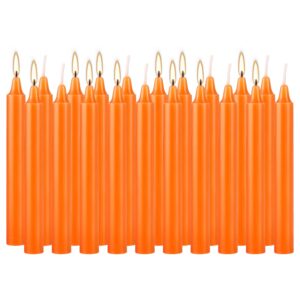 20pcs 4-inch taper candles smokeless long burning candles for daily, wedding,christmas table,fireplace(orange)