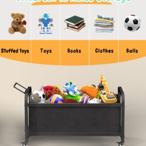 Ardier 80L Large Kids Toy Box with Wheels, Toy Chest Storage Organizer for Toddlers, Boys, Girls, Toy Storage Bin for Stuffed Animals, PlayRoom, Bedroom, Nursery, Living Room, Black