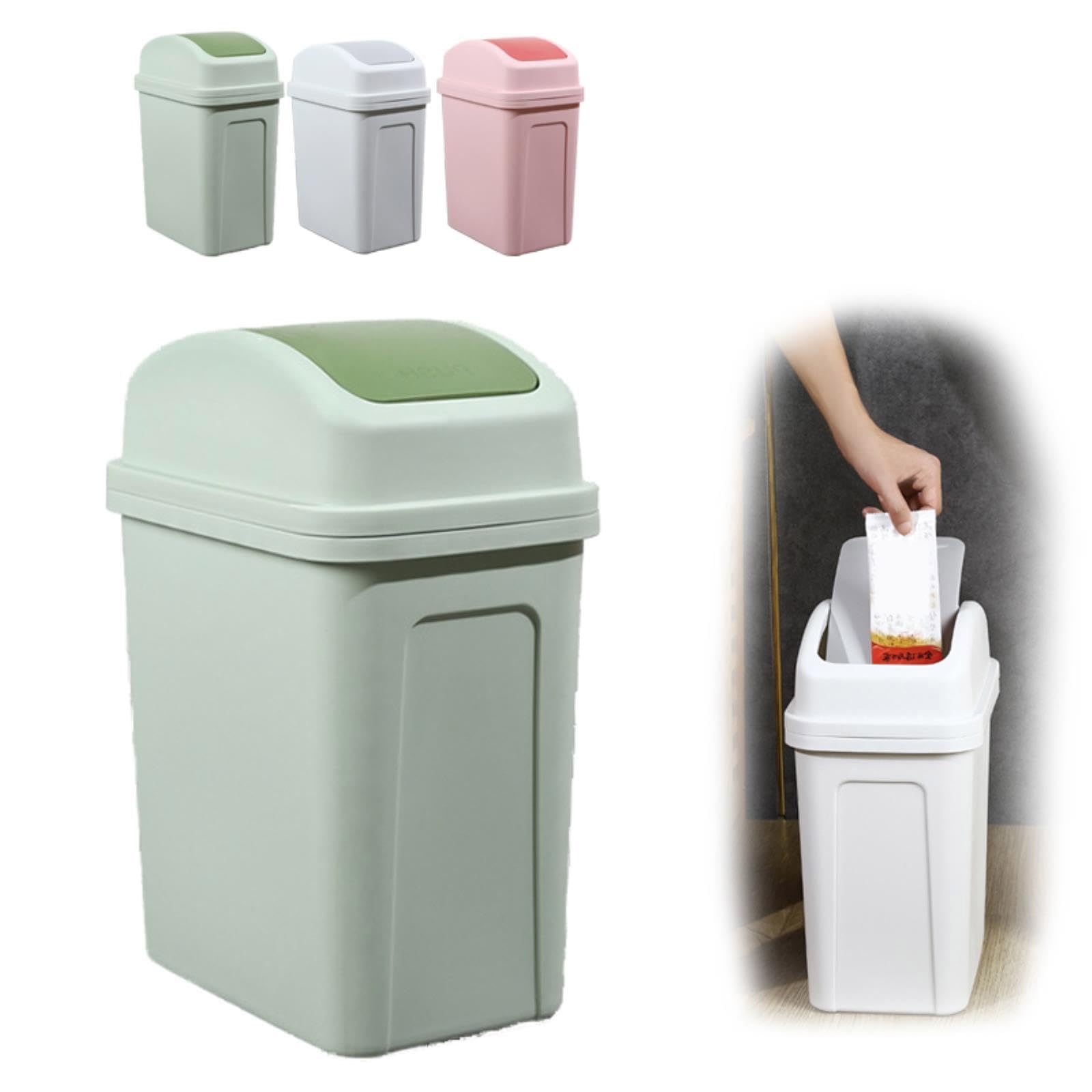 Generic 4.5 Gallon Swing Top Trash Can, Plastic Garbage Can with Swing Lid Suitable for Kitchen Living Room Bedroom Bathroom (Green)