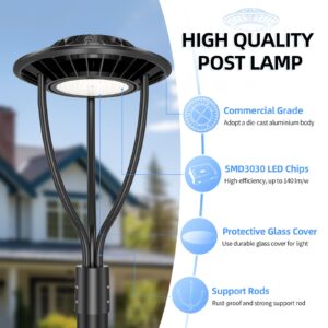 ADUB 150W 120W 90W LED Post Light 21,000 LM, DLC ETL Listed LED Post Light with Photocell 5000K, IP65 Lamp Post Light Outdoor Pole Fixture, Commercial Street Area Lighting for Parking lot Garden Yard