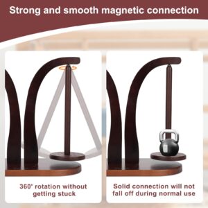 Yarn Holder for Knitting and Crocheting, 2 Spindle Wooden Yarn Spinner with Rotating Magnetic Axis Yarn Skein Stand Organizer and Anti Slip Pads Crochet Gift for Knitting Lovers (Dark Brown)