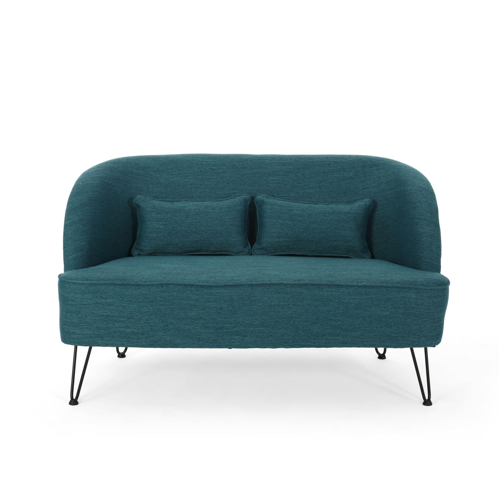 Merax Loveseat Couch Sofa with 2 Pillows, 2 Seater Fabric Chaise Lounge Recliner for Living Room, Apartment Furniture, Teal