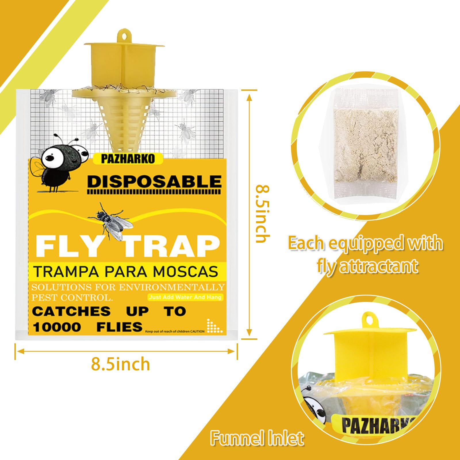 Fly Traps Outdoor, Disposable Hanging Fly Traps Bag, Upgraded 40g Bait