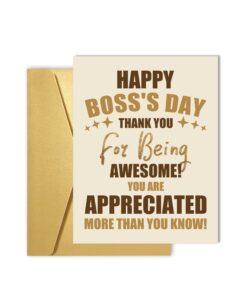 jumbo happy boss’s day card for boss manager, big boss thank you card, funny oversize appreciation card from team, thank you for being awesome