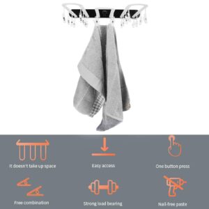 COSMICROWAVE Drying Rack Clothing Wall Mounted,Drying Rack Clothing Collapsible, Push Type Foldable Socks Underwear Storage Rack Multifunction Wall Mounted Drying Holder