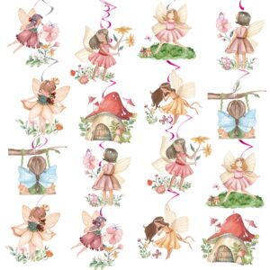 fairy party decorations flower fairy themed hanging swirls decorations my fairy first birthday decor for girls fairy tale theme baby shower birthday party decorations supplies (new)