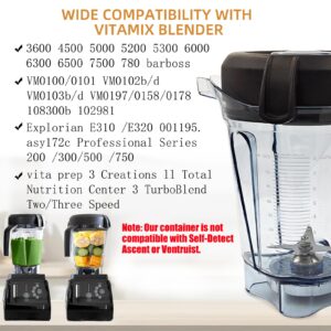 For Vitamix Blender Pitcher 64 oz Low-Profile Container, Compatible with Vitamix 5200 Blender, 750, 5000, 6300, 7500, vm0102, vm0103, vm0197, E310, Classic/Explorian/Commercial Series Blender Pitcher