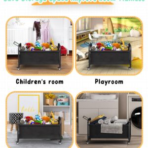 Ardier 80L Large Kids Toy Box with Wheels, Toy Chest Storage Organizer for Toddlers, Boys, Girls, Toy Storage Bin for Stuffed Animals, PlayRoom, Bedroom, Nursery, Living Room, Black