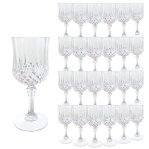 leyiqu transparent plastic wine glasses，transparent plastic goblets for parties，transparent drinking glasses for wedding reception, grand event party supplies (24, transparent)