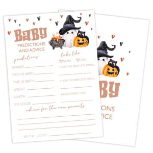 beshoul baby shower games, halloween baby predictions and advice cards, 25 double-sided game cards for gender reveal party decorations supplies announcement - b02