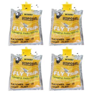 fly traps outdoor, disposable hanging fly traps bag, upgraded 40g bait