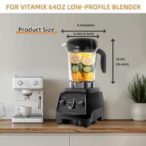 For Vitamix Blender Pitcher 64 oz Low-Profile Container, Compatible with Vitamix 5200 Blender, 750, 5000, 6300, 7500, vm0102, vm0103, vm0197, E310, Classic/Explorian/Commercial Series Blender Pitcher