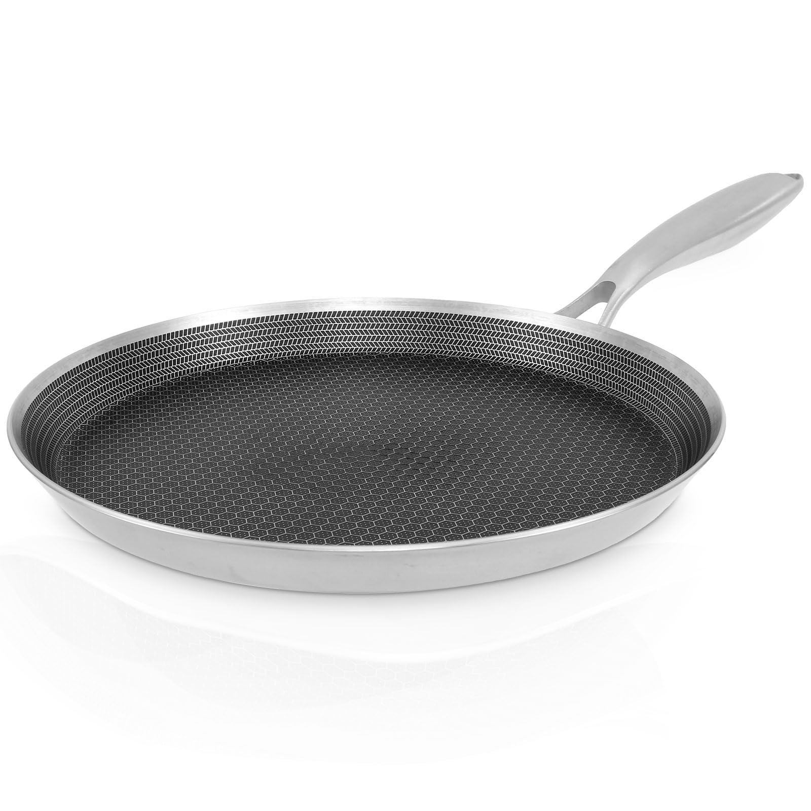 KHZSPP Crepe Pan Stainless Steel 10-inch with 1 Detachable Handle 2 Screws 1 Wrench 1-inch deep Nonstick Honeycomb Dosa Pan for Induction Cooker Gas Stove Ceramic(26cm (about 10 inches)