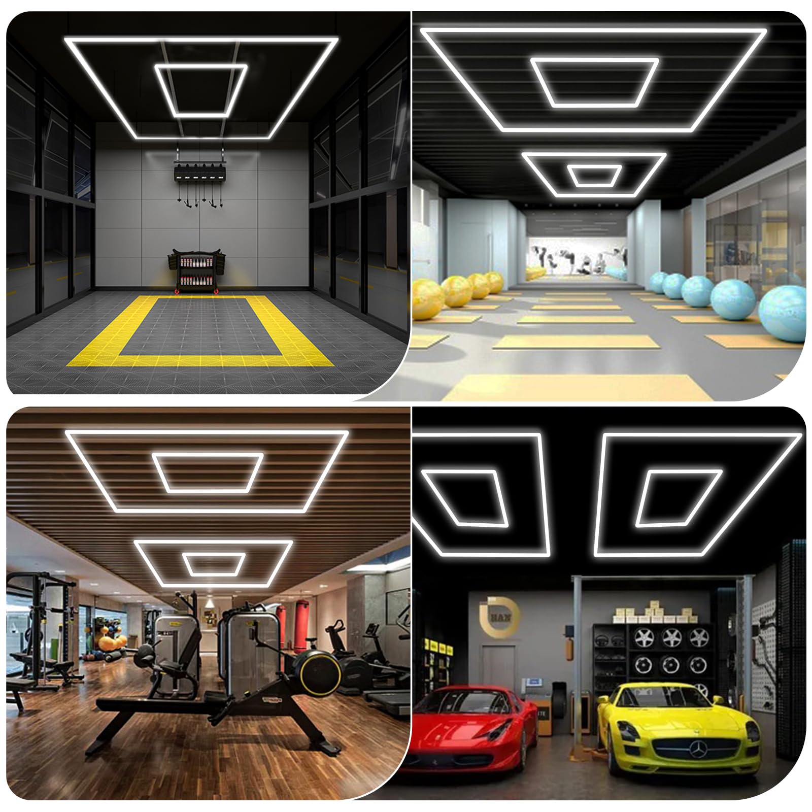 LZHOME LED Garage Light Fixture: High Brightness 39000LM LED Garage Ceiling Lights, Updated 46 inch Large Size Rectangle Light for Garage Shop Workshop Gym Car Detailing