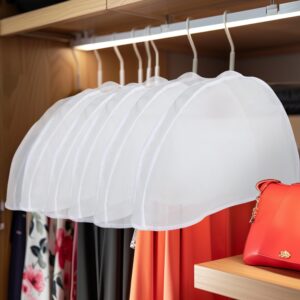 24PCS Garment Covers For Hanging Clothes, Shoulder Covers For Hanging Clothes, Dust Covers For Hanging Clothes, Suit Covers For Closet, Plastic Covers For Clothes, With 2" Gusset, 24''W X 12"H X 2''D