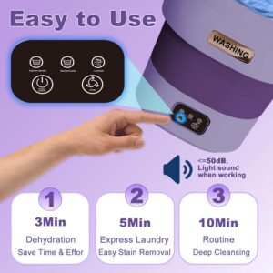 Portable Washing Machine, 15L Large Capacity New Upgraded Model, Mini Collapsible Washer with Dryer, Small Foldable Laundry Washer, Apartment, RV, Dorm, Camping, Socks, Baby Clothes, Underwear, Purple