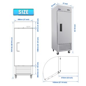 ORIKOOL 27"W Commercial Freezer Upright, -10℉ ~ 10℉ Stainless Steel Reach-in Freezer with 23 Cu.ft Capacity, Fan Cooling Single Door Freezer