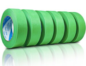 1.4 inch green painters tape for car, 6 rolls x 60 yards automatic refinish masking tape, high adhesive cars vehicles auto body paint tape, no residue automotive painters tape bulk set 360 yards total