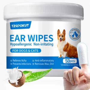 tzqpokut dog ear cleaner wipes - otic cleanser for dogs (50)