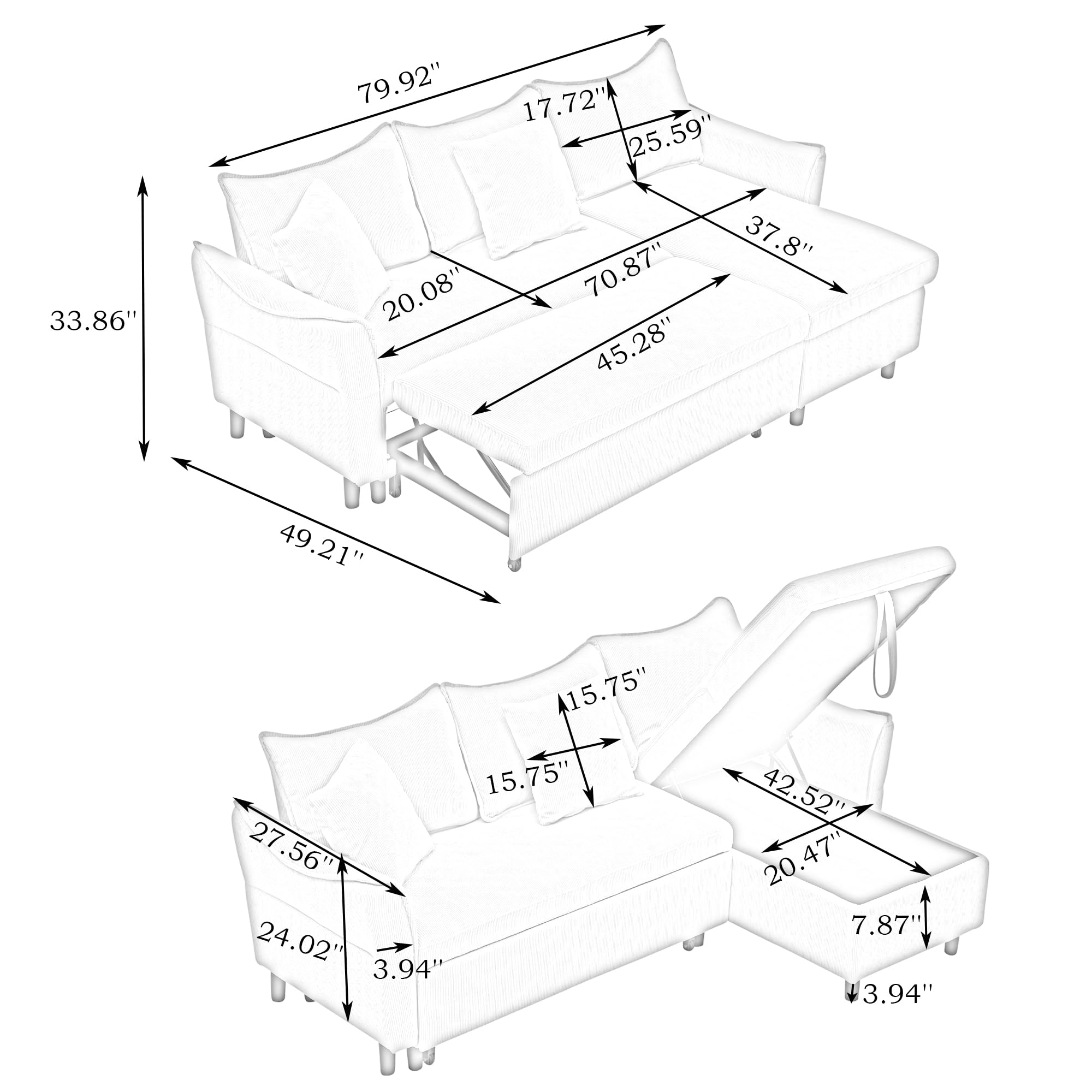 NicBex Rose-SF-00575-DX Sofas, 80" W x 49" D x 33.8" H, Yellow