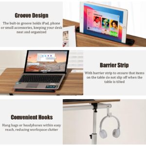 SIDUCAL Standing Desk Height Adjustable with Tiltable Tabletop, Rolling Laptop Desk with Charging Station, Sit Stand Portable Stand Up Desk with Wheels, Vintage Oak