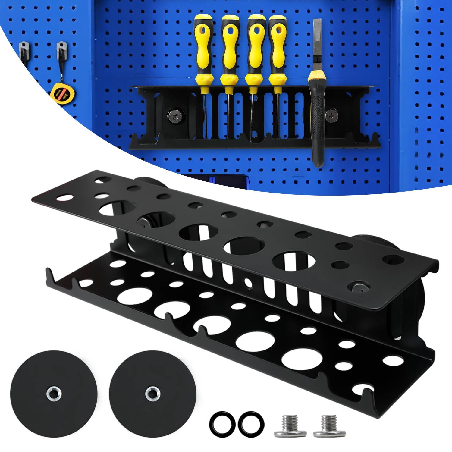 Magnetic Screwdriver Holder, Screwdriver Organizer, Magnetic Pliers Organizer, Punch-free Design is Suitable for Metal Surfaces of Various Tool Box Carts, Nail Boards, Garage Tool Racks, Workbenches