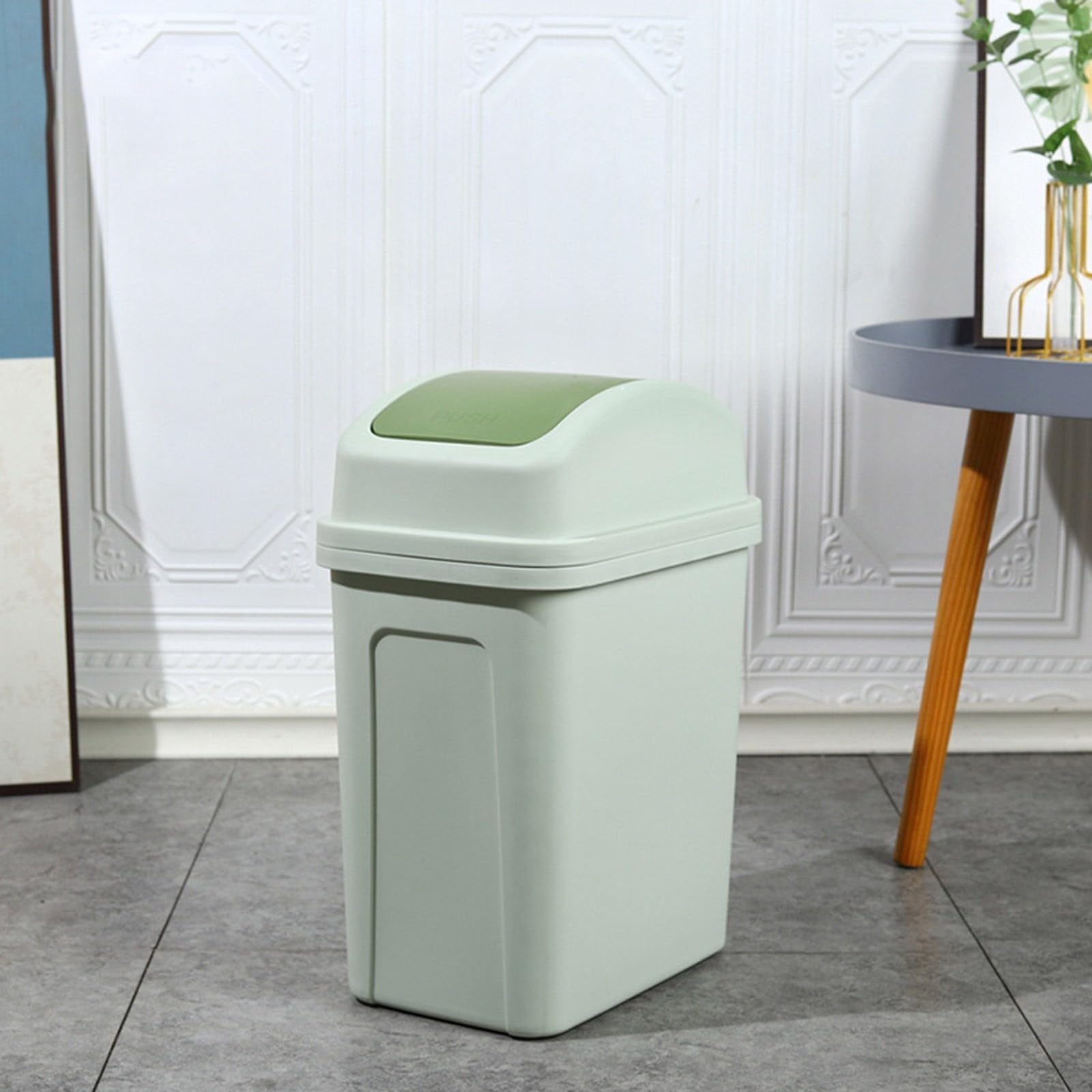 Generic 4.5 Gallon Swing Top Trash Can, Plastic Garbage Can with Swing Lid Suitable for Kitchen Living Room Bedroom Bathroom (Green)