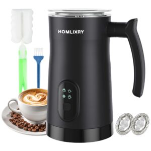 Electric Milk Frother, 4 in 1 Milk Frother and Steamer, 11.8oz/350ml Automatic Warm and Cold Foam Maker, Auto Shut-Off, Coffee Frother for Coffee, Latte, Cappuccino, Macchiato, Hot Chocolate(Black)