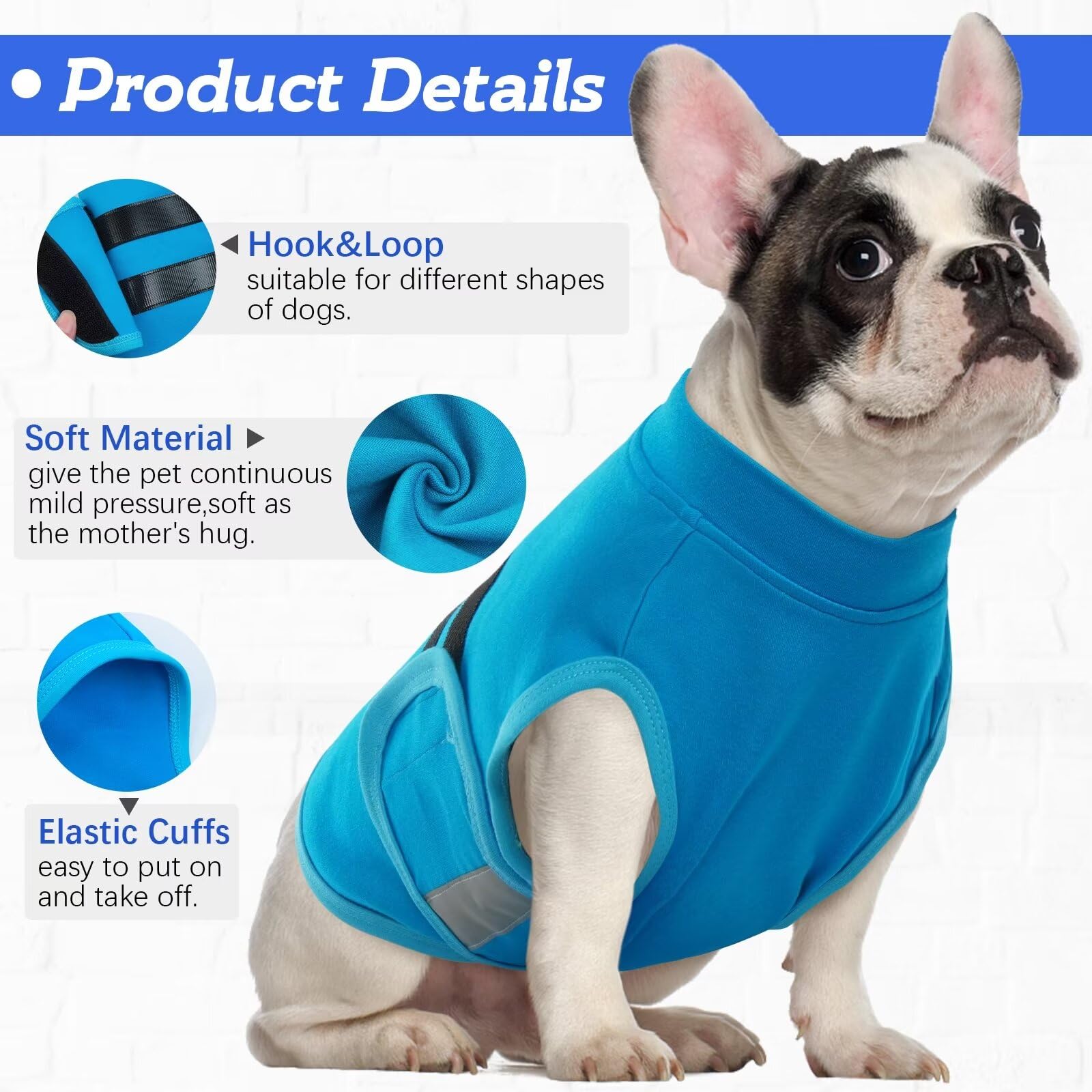 MIGOHI Dog Anxiety Relief Coat,Comfort Anxiety Vest for Dogs,Adjustable Dog Anxiety Calming Wrap for Fireworks,Thunderstorm,Travel, Separation, Dog Anxiety Jacket for Dogs for Medium Dogs,M,Blue