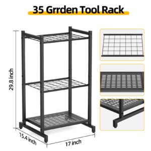 KDSOM Garden Tool Organizer for Garage，Garden Tool Storage Rack with Wheels，Yard Tool Holder for Garage, Shed, Outdoor, Tool Stand