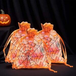 50PCS Halloween Organza Bags Gift Jewelry Candy Bags for Halloween Party 4x4.8Inch (Orange, 4x4.8Inch)