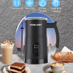 Electric Milk Frother, 4 in 1 Milk Frother and Steamer, 11.8oz/350ml Automatic Warm and Cold Foam Maker, Auto Shut-Off, Coffee Frother for Coffee, Latte, Cappuccino, Macchiato, Hot Chocolate(Black)