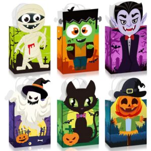 lincia 24 pcs halloween treat bags halloween candy bags bulk different shaped halloween bags with handle wrap bags for trick or treat party decor holiday birthday party favor goodie snack